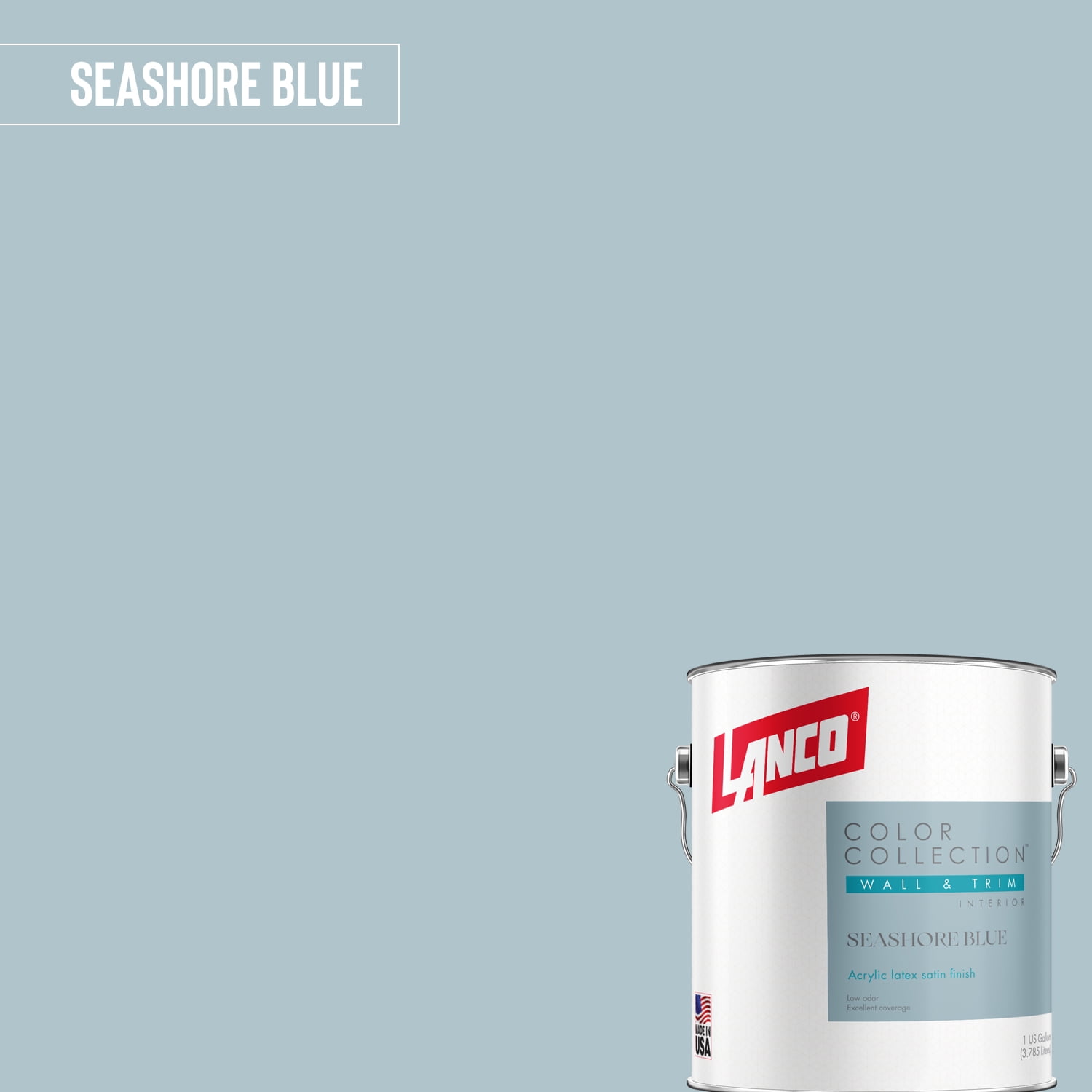Lanco Color Collection Satin Interior Wall & Trim Paint, Seashore Blue, 1 Gallon - Walmart.com