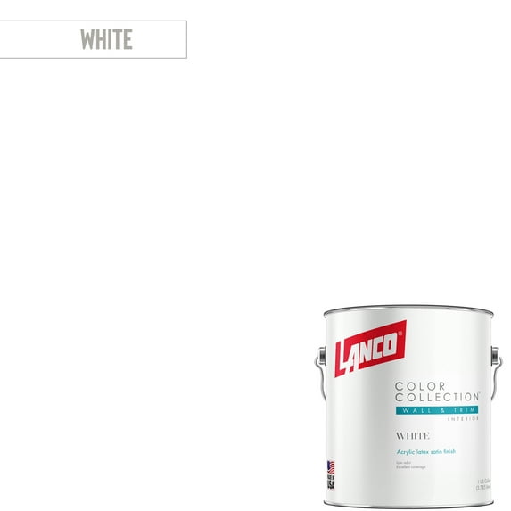 Lanco Color Collection Satin Interior Wall & Trim Paint, White, 1gallon ...