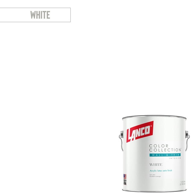 Lanco Color Collection Satin Interior Wall & Trim Paint, White, 1gallon ...