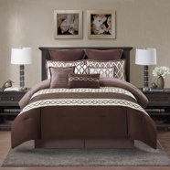 Lanco Brielle Floral 7 Piece Comforter Bedding Set, Purple, Queen, Fill ...