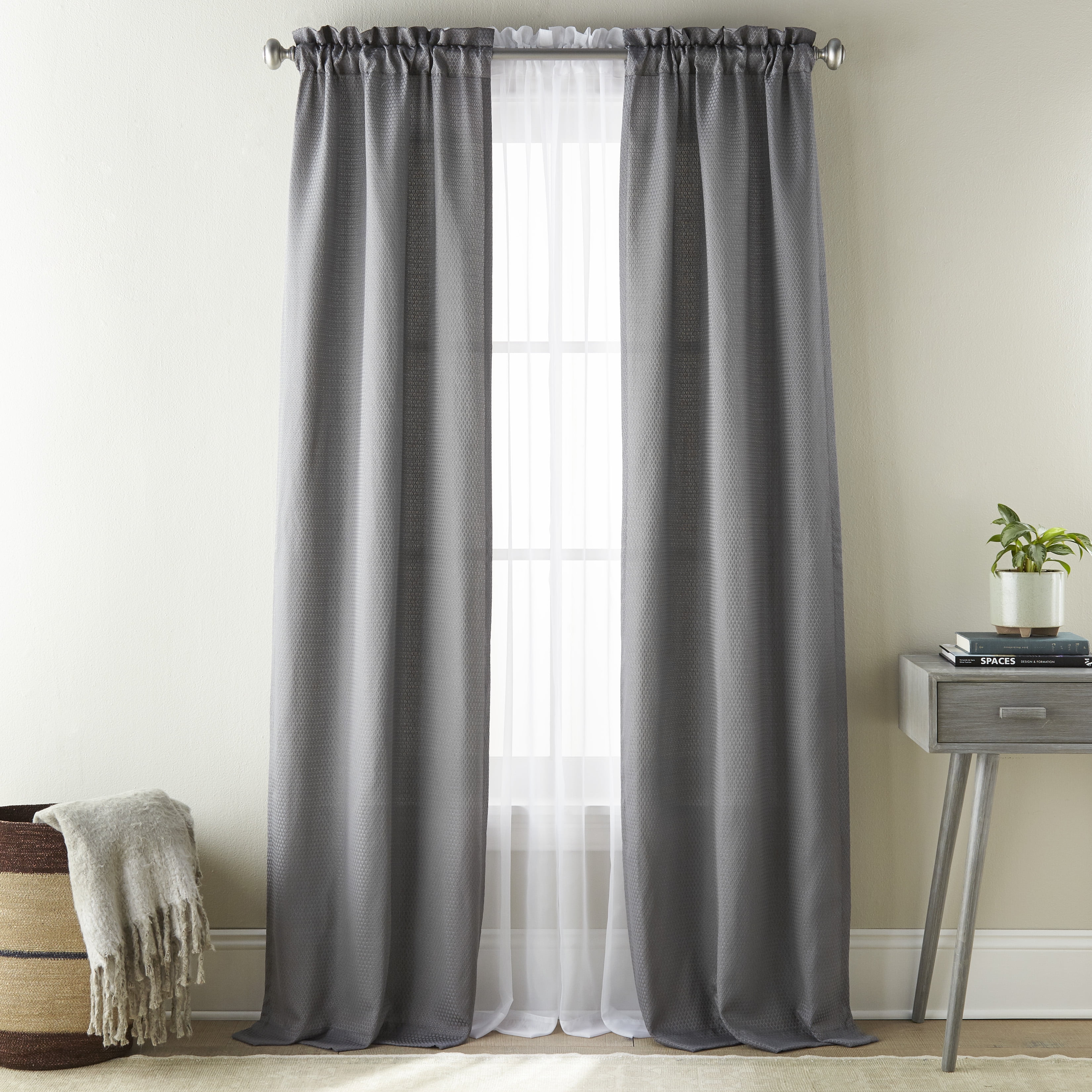 Lanco Grey Curtains, Light Filtering Window Curtains 84 Inches Long ...