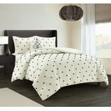 Lanco Ivory Black Dots Twin Comforter Sets, 3 Piece, Ultra Soft, Premium Microfiber, Bedskirt ...