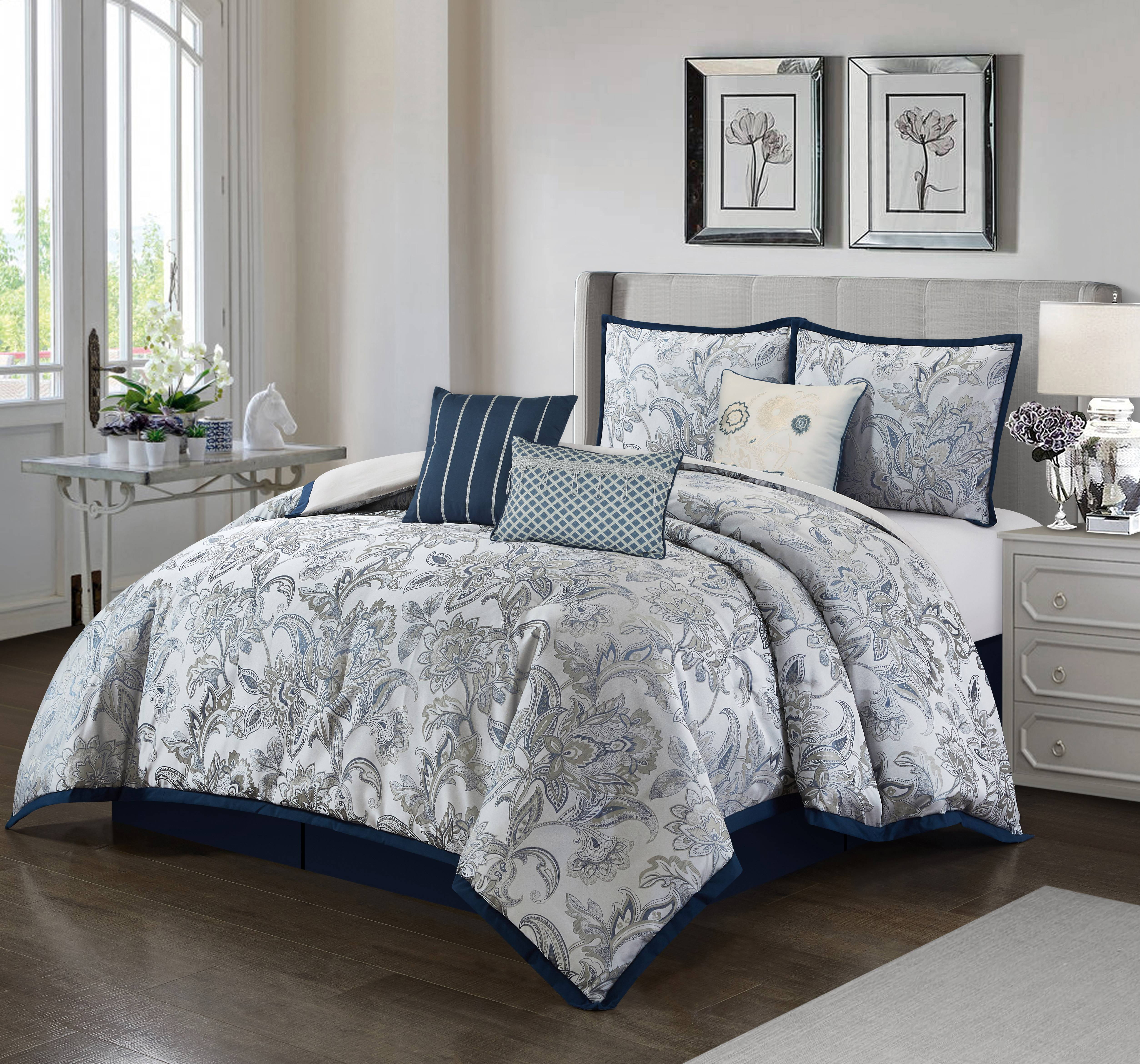 Lanco Jordana 7-Piece Reversible Comforter Set, Paisley Design ...