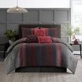 Lanco Luxury Black Red Comforter Set King Size 7 Piece Terry