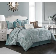 Lanco Brielle Floral 7 Piece Comforter Bedding Set, Purple, Queen, Fill ...