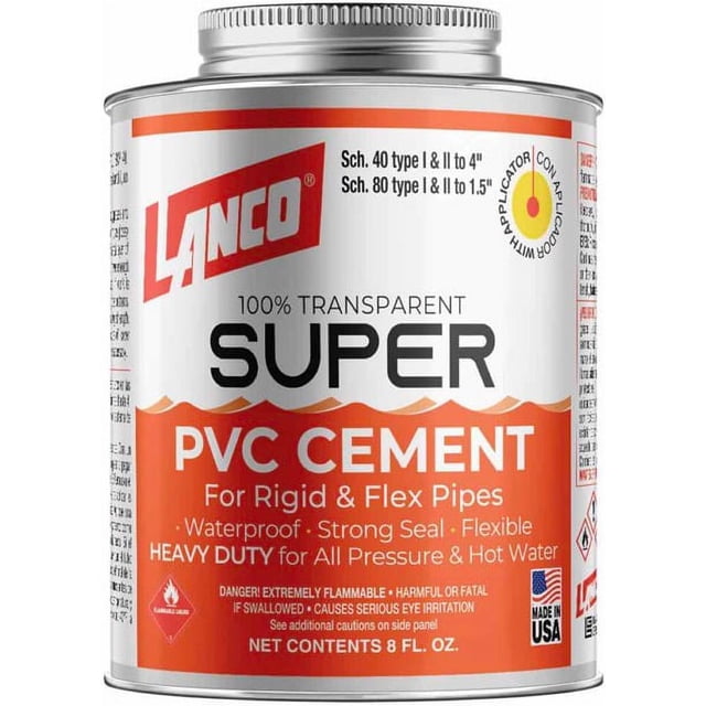 Lanco PVC Pipe Adhesive Clear Finish, 8 ounce - Walmart.com
