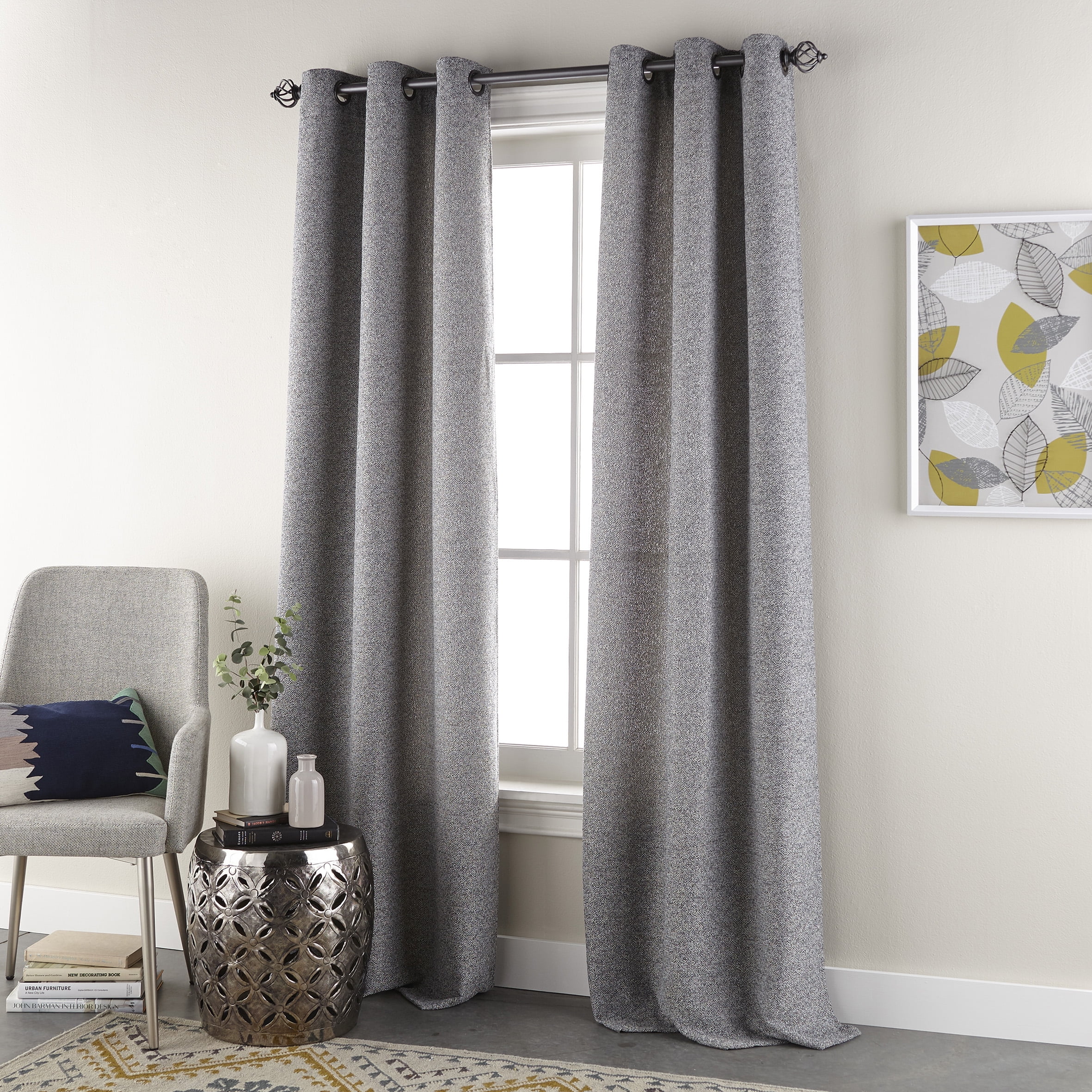 Lanco Rayne Room Darkening Window Curtain Panel with Grommet Top, Grey ...