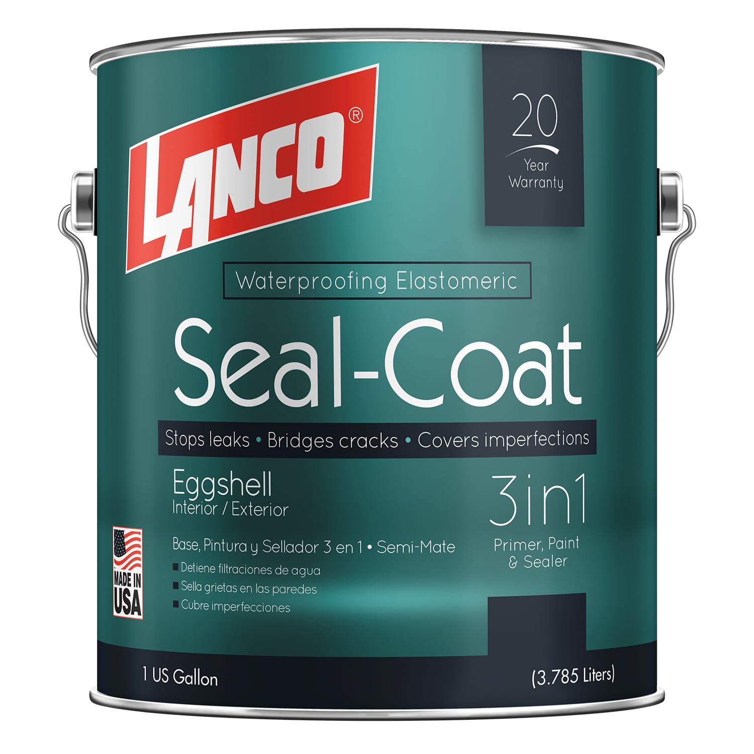 Lanco Seal Coat 3 in 1, Flat Interior & Exteriror Paint White Finish, 1 ...
