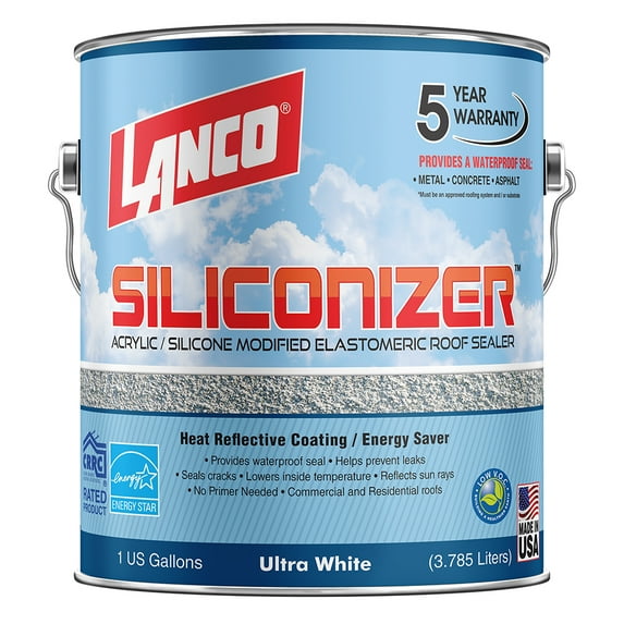 Lanco Siliconizer 1 Gal. Acrylic Elastomeric White Reflective Roof ...