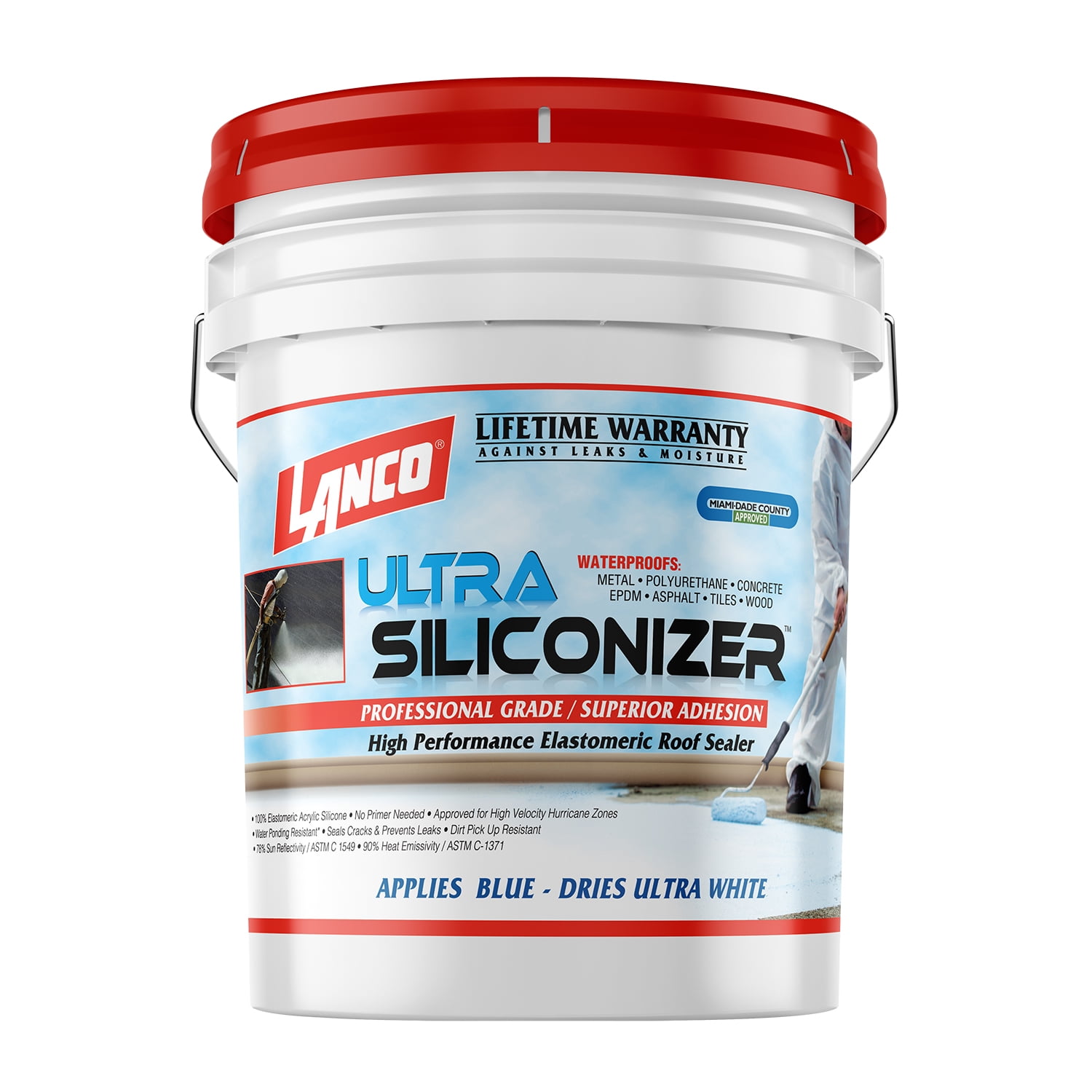 Lanco Ultra Siliconizer 100% Acrylic Elastomeric Roof Coating, 5 gal ...