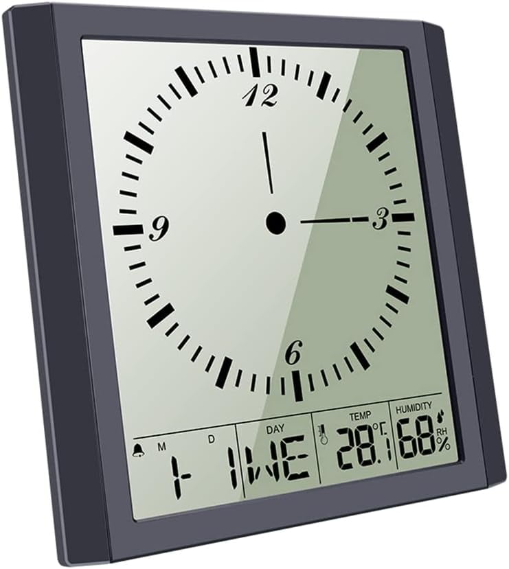 Lancoon Large Digital Screen Wall Clock, with Indoor Temperature ...