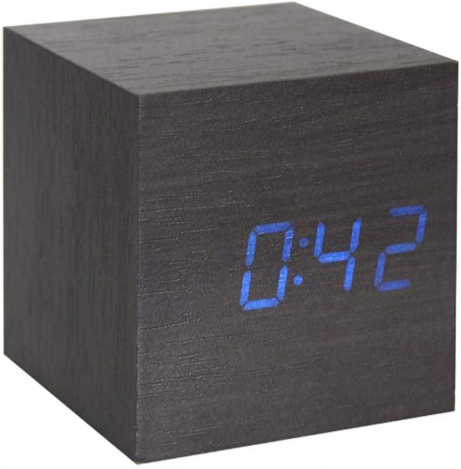 Lancoon Wooden Alarm Clock - Mini Cube LED Digital Clock with Time/Date ...