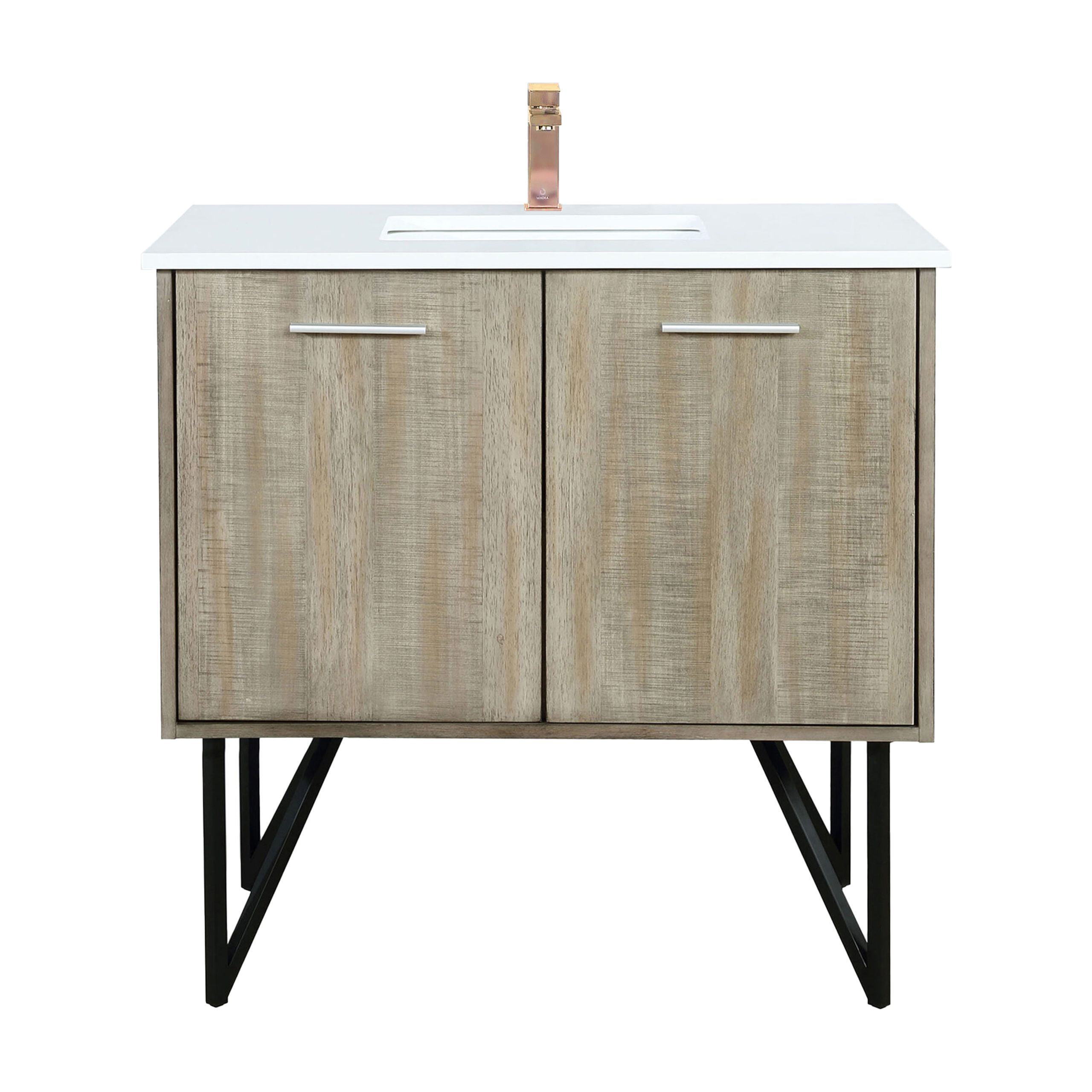 Lancy 36 in W Rustic Acacia Bath Vanity, Cultured Marble Top and Rose ...
