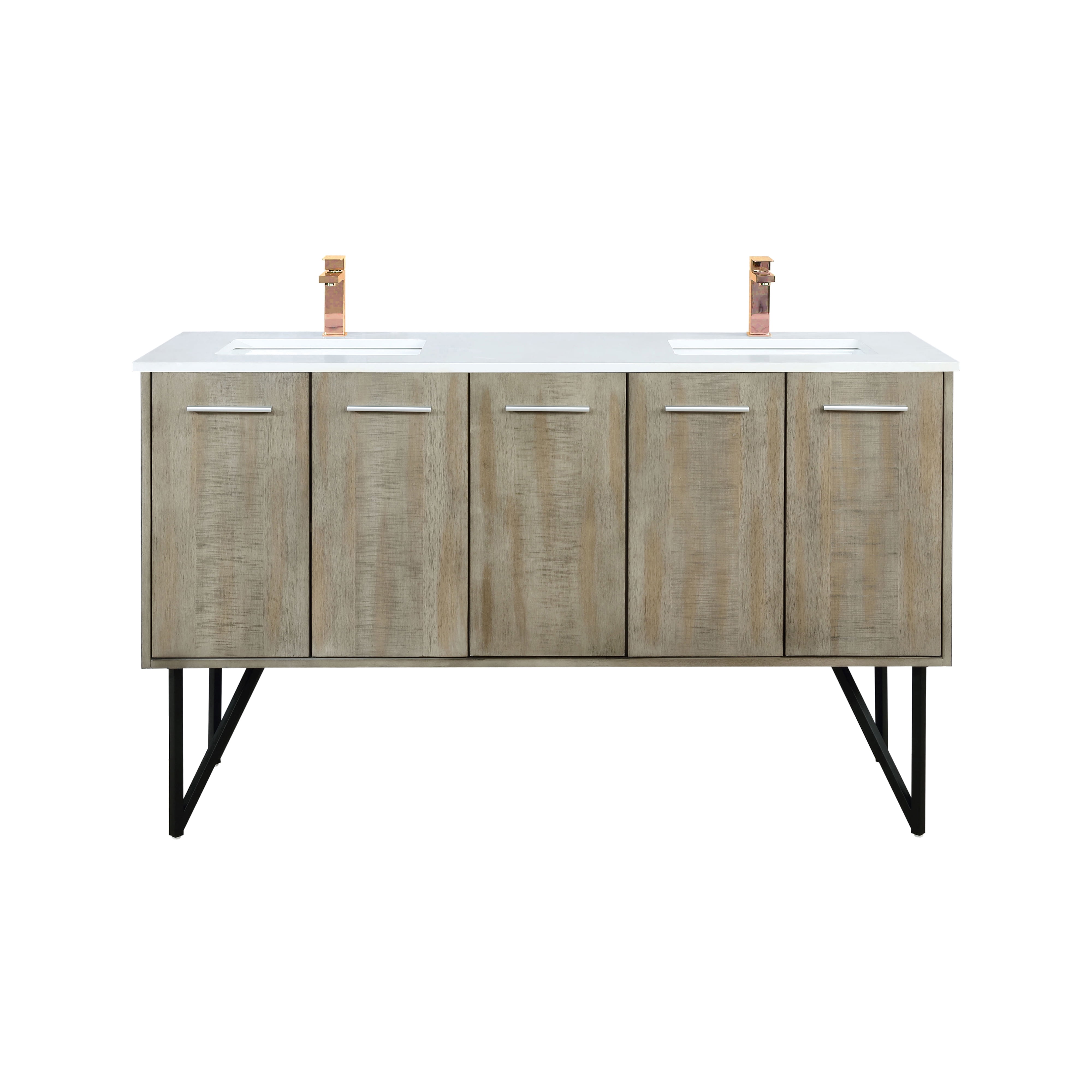 Lancy 60 in W Rustic Acacia Double Bath Vanity, Cultured Marble Top and ...