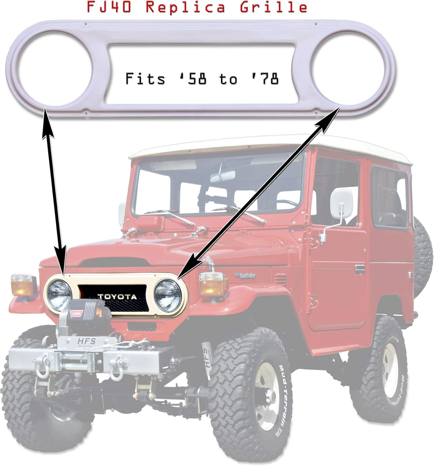 Land Cruiser FJ40 Grille Bezel - Powder Coated - FJ & BJ Series - '58 ...