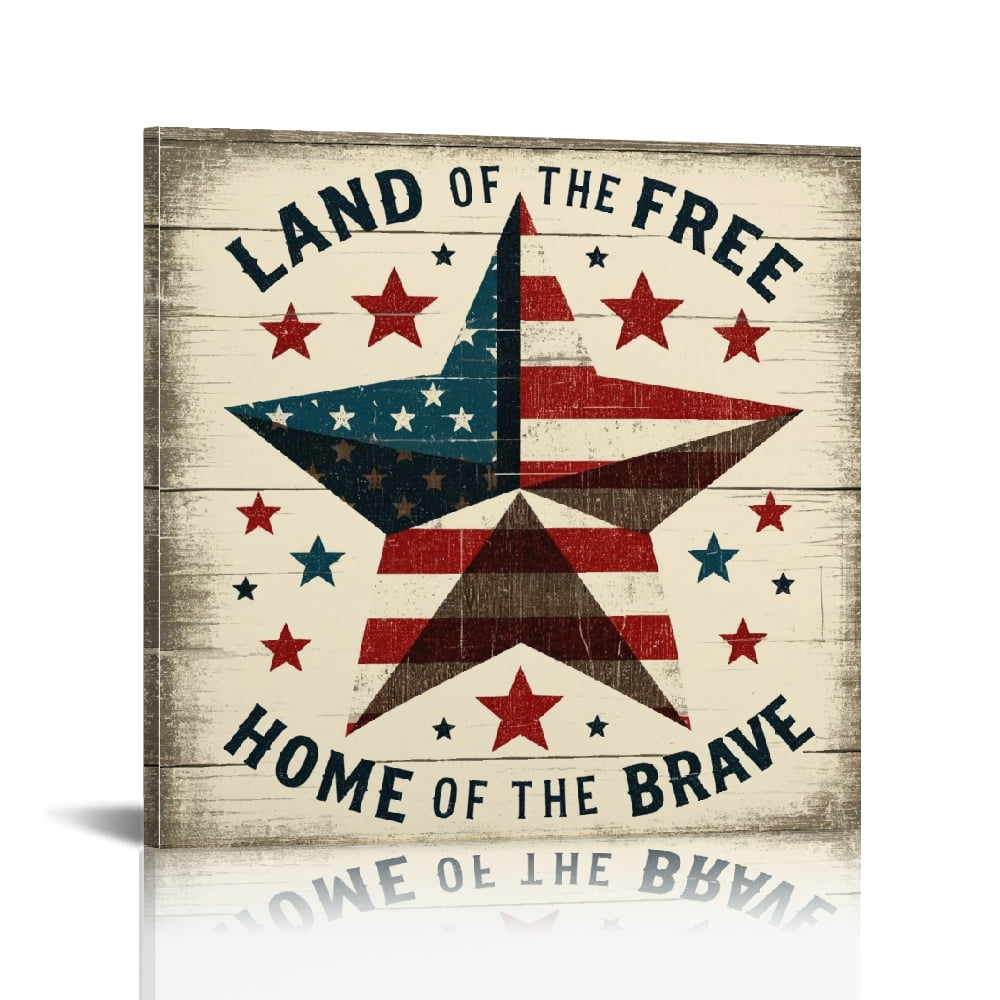 Land of The Free Home of The Brave American Canvas Wall Art Print ...