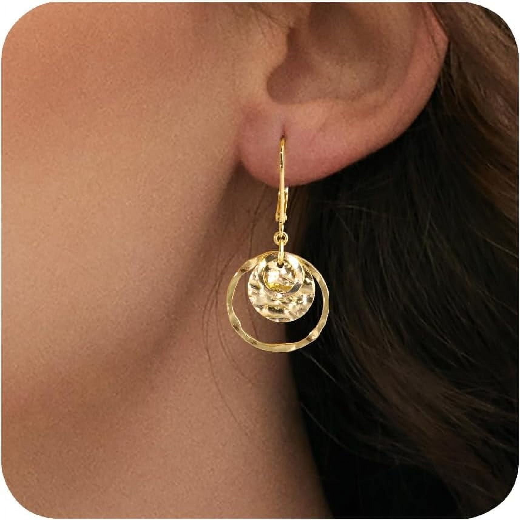The Land of Gems Sterling Silver Disc Leverback Earrings for Women Gold ...