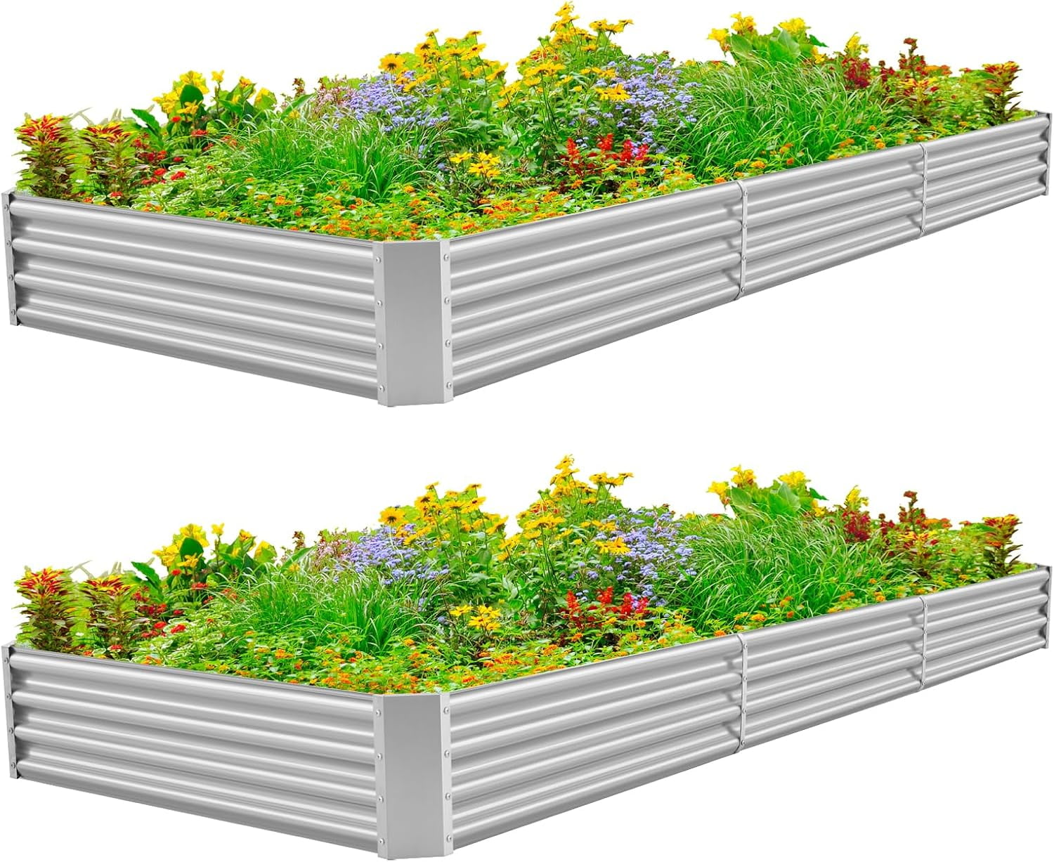 Land Guard 12×4×1ft Galvanized Raised Garden Bed Kit for Vegetables 2 ...