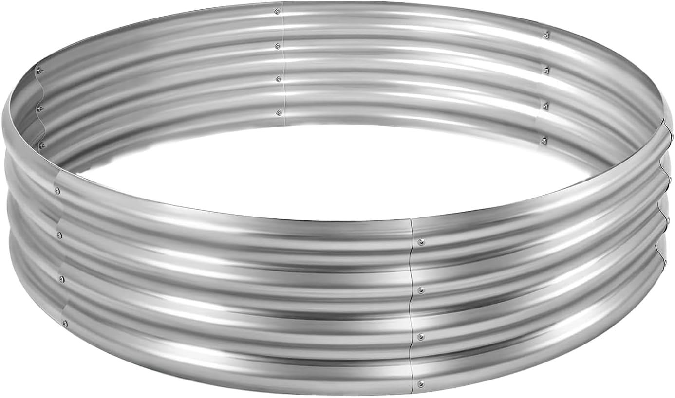 3×3×1ft Galvanized Raised Garden Bed Kit, Round Galvanized Planter ...