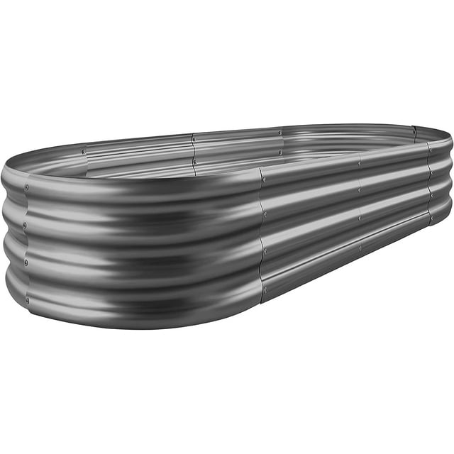 Land Guard 4x2x1ft Galvanized Metal Raised Garden Bed Kit, Oval Planter ...