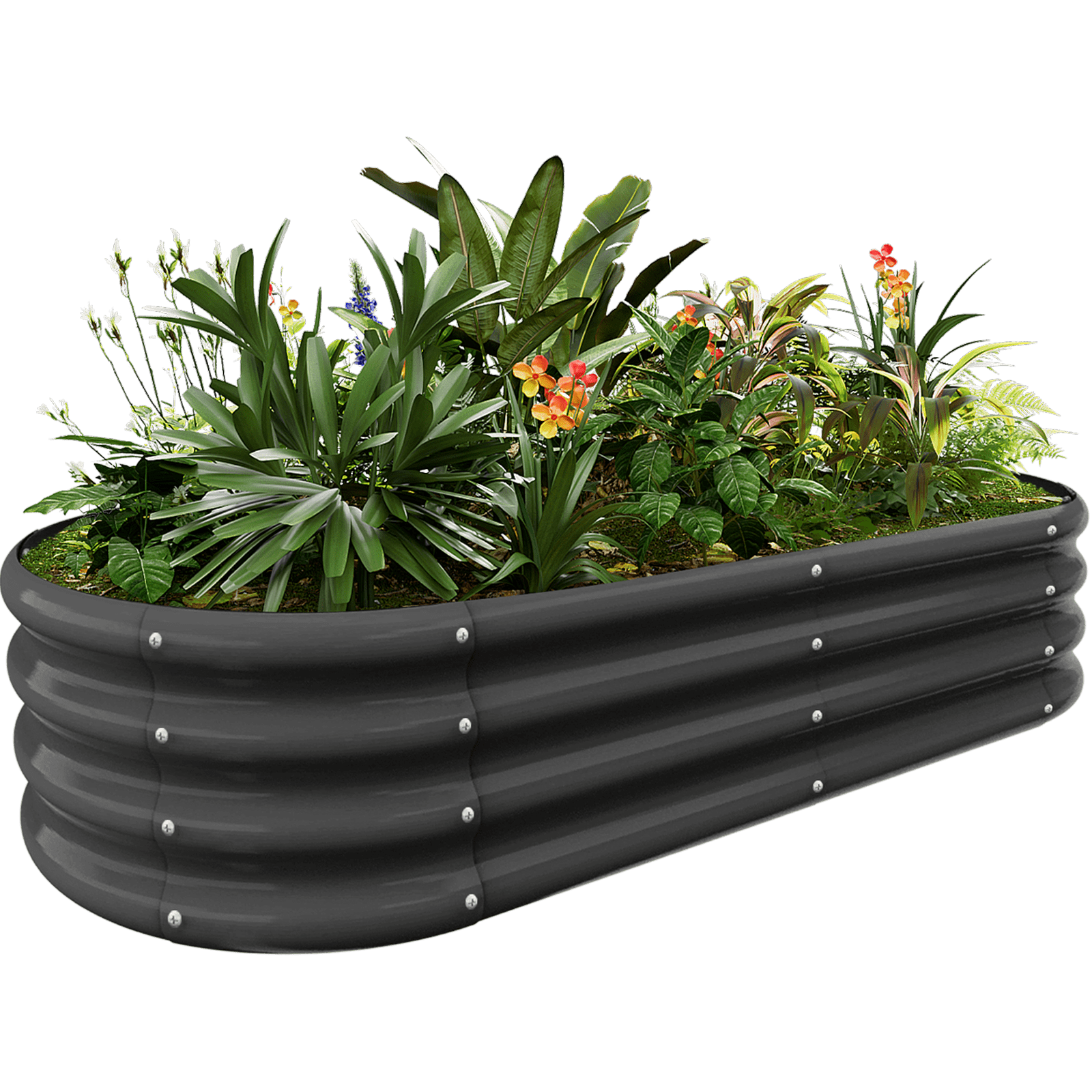 Land Guard 4x2x1ft Galvanized Metal Raised Garden Bed Kit,Oval Planter ...