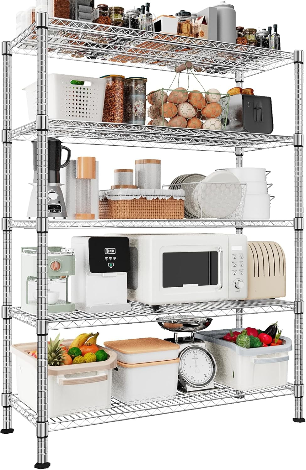 Land Guard 5 Tier Chrome Storage Racks and Shelving - 48" L x 20" W x ...