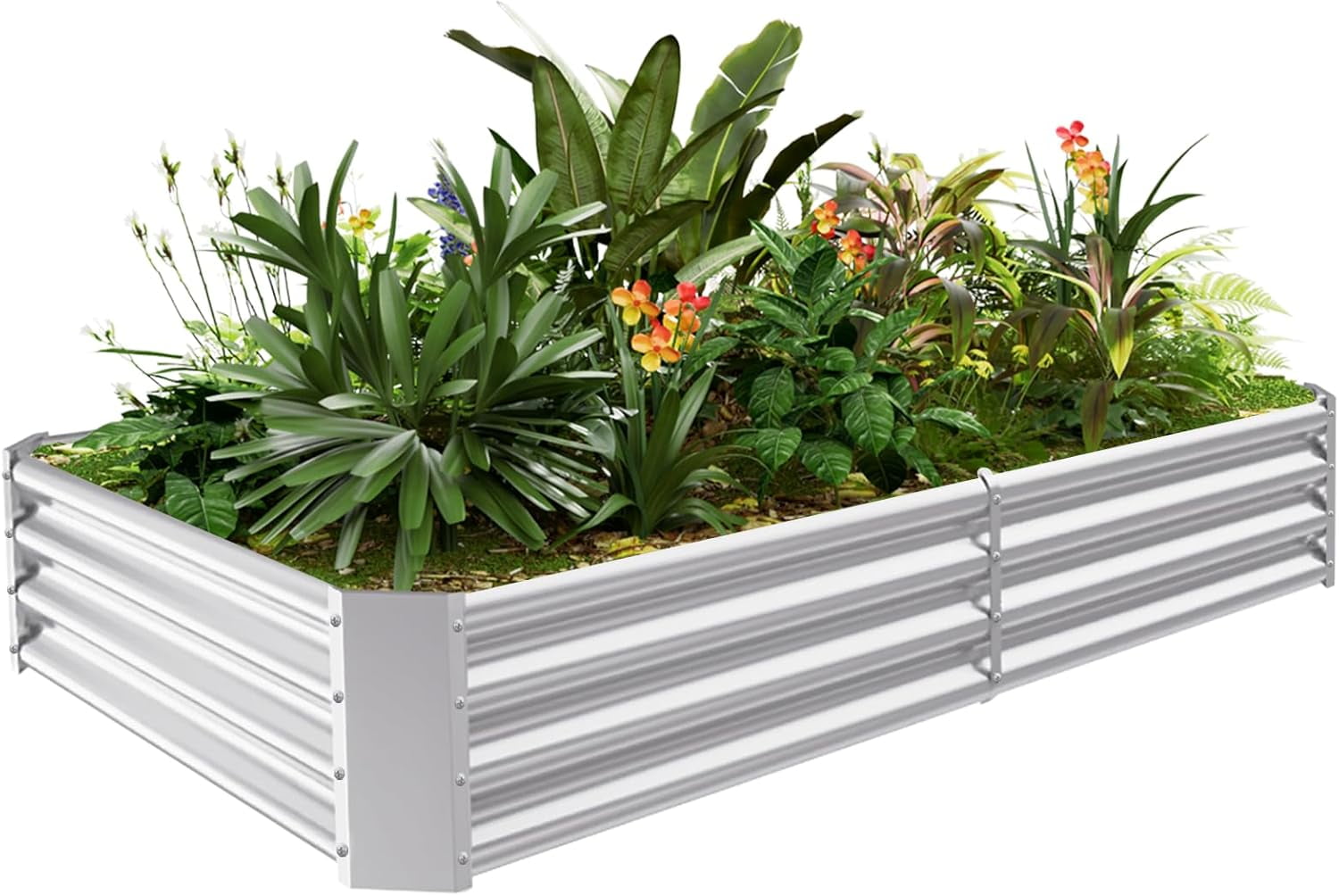 Land Guard 6×3×1ft Galvanized Metal Raised Garden Bed, Metal Planter ...