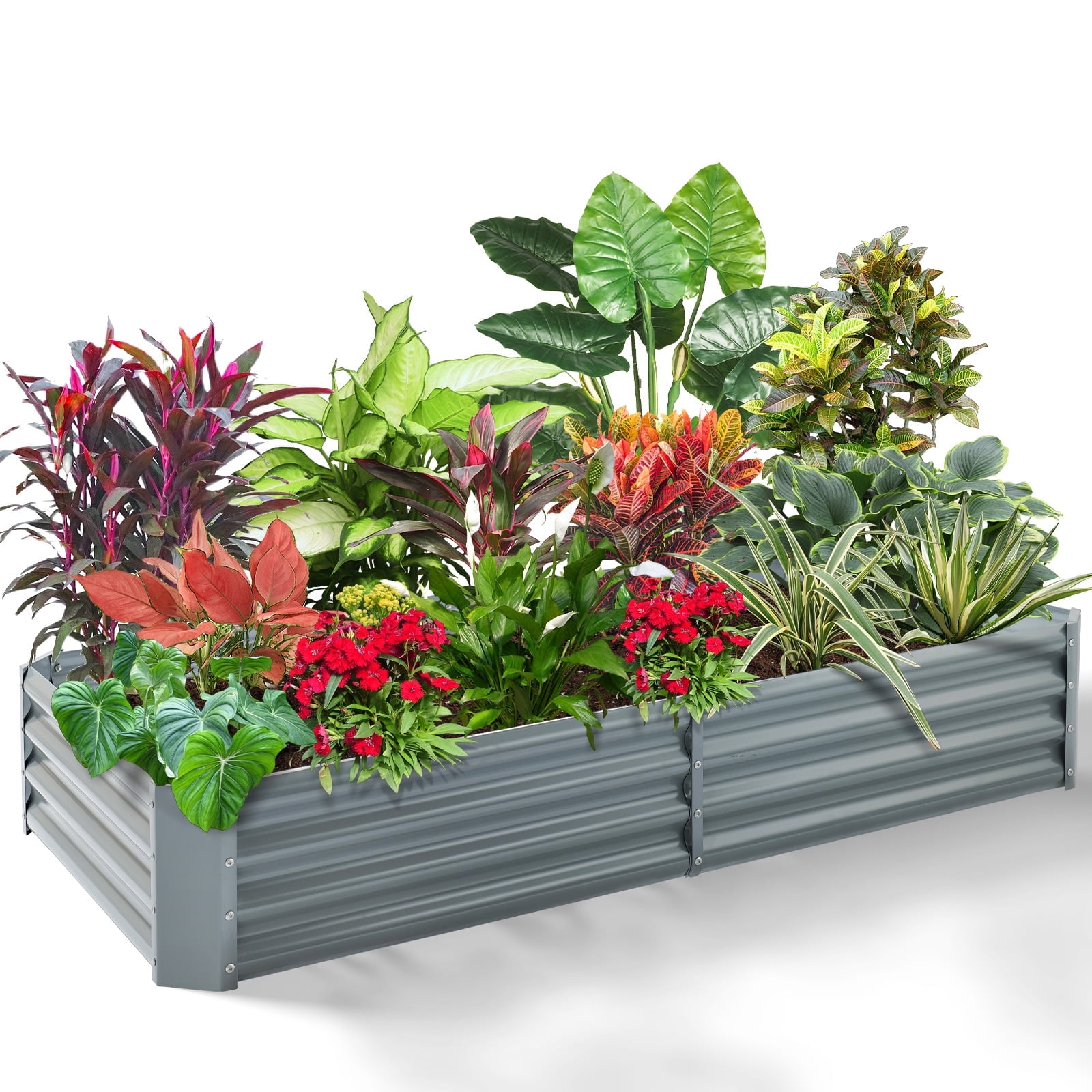 Land Guard 6×3×1ft Rectangle Galvanized Metal Raised Garden Bed, Metal ...