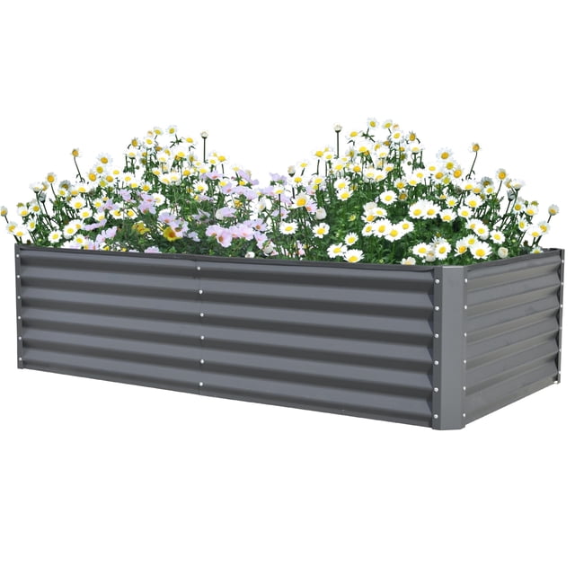 Land Guard 6x3x1.5ft Galvanized Raised Garden Bed Kit, Galvanized ...