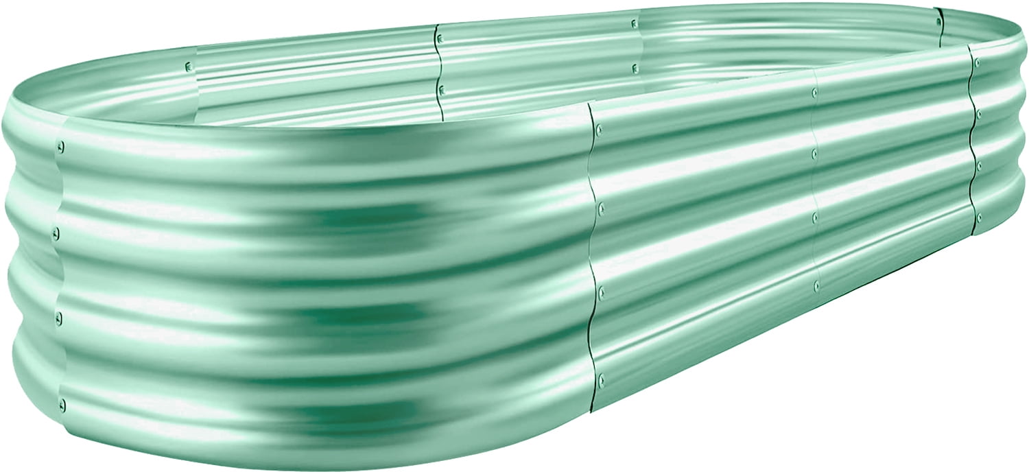 Land Guard 6x3x1ft Galvanized Metal Raised Garden Bed Kit, Oval Planter ...