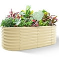 Land Guard 6x3x2ft Galvanized Metal Raised Garden Bed，Oval Planter Box ...