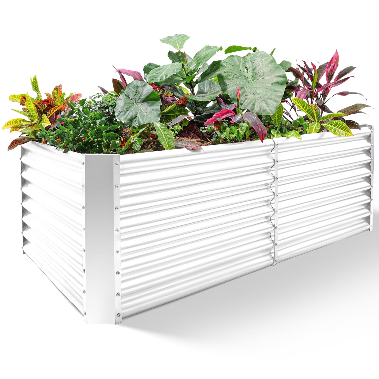 Land Guard 6x3x2ft Rectangle Galvanized Metal Raised Garden Bed ...