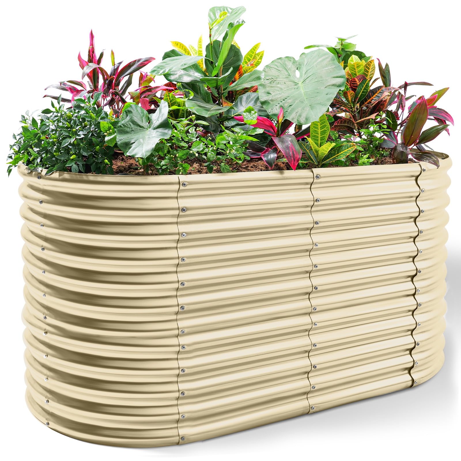 Land Guard 6x3x3ft Raised Oval Garden Beds Outdoor, Easy Assembly ...