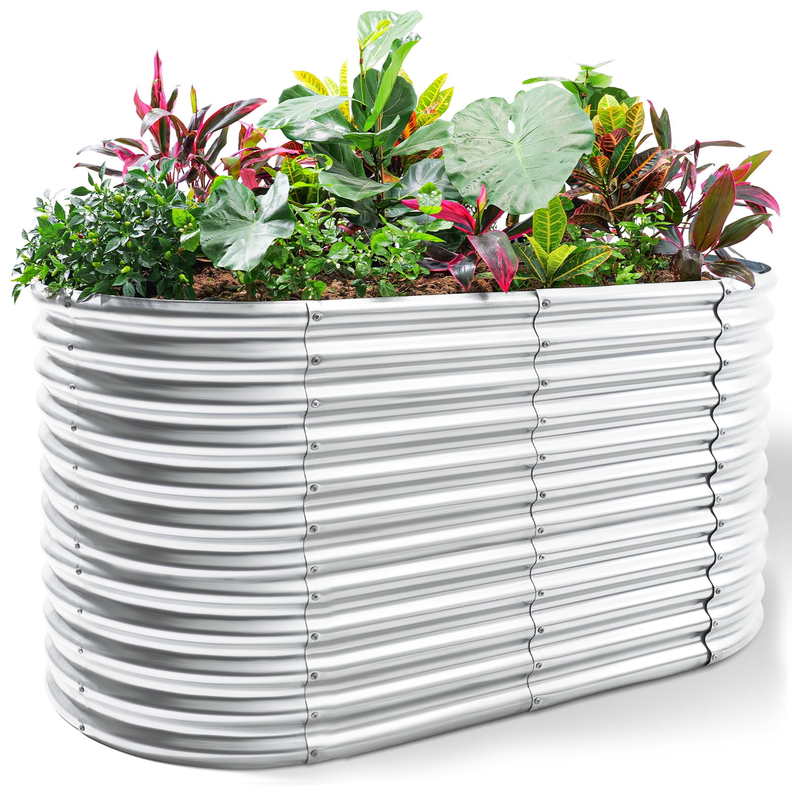 Land Guard 6x3x3ft Raised Oval Garden Beds Outdoor, Easy Assembly ...