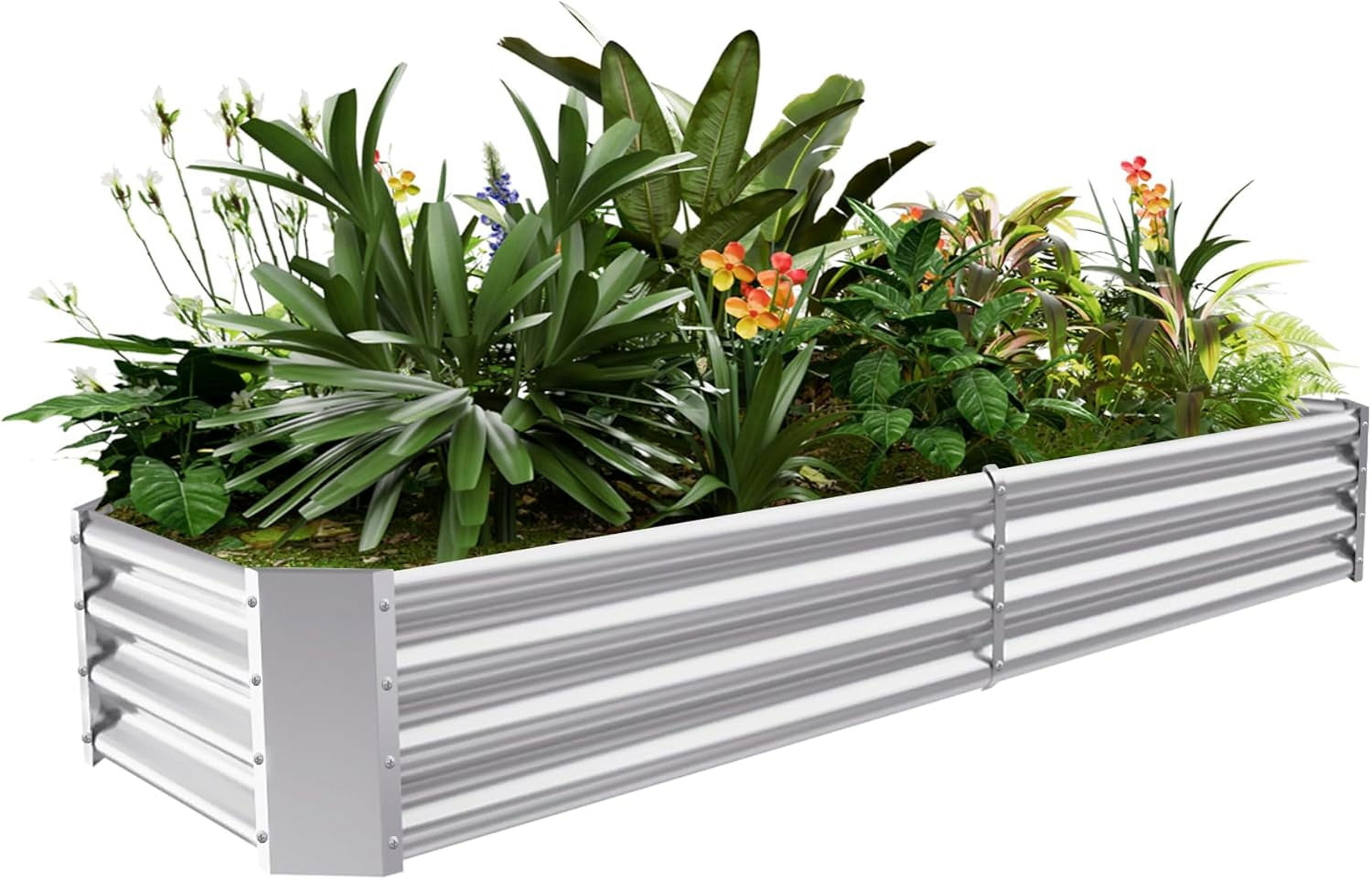 Land Guard 8×4×1ft Galvanized Metal Raised Garden Bed, Metal Planter ...