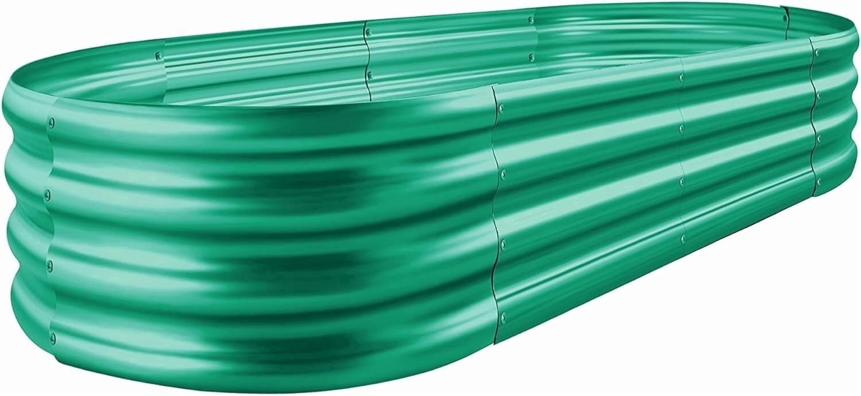 Land Guard 8x4x1ft Galvanized Metal Raised Garden Bed Kit,Oval Planter ...
