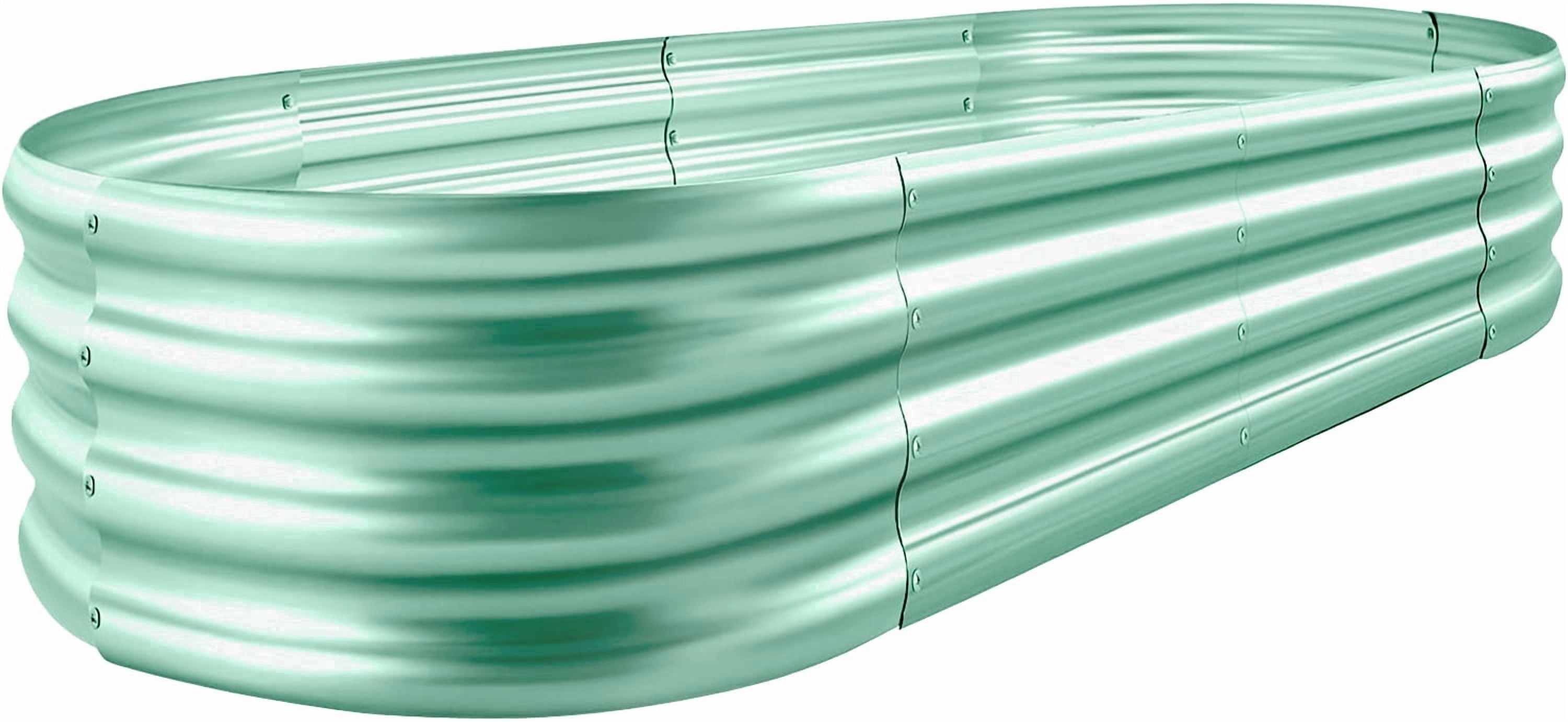 Land Guard 8x4x1ft Galvanized Metal Raised Garden Bed Kit, Oval Planter ...