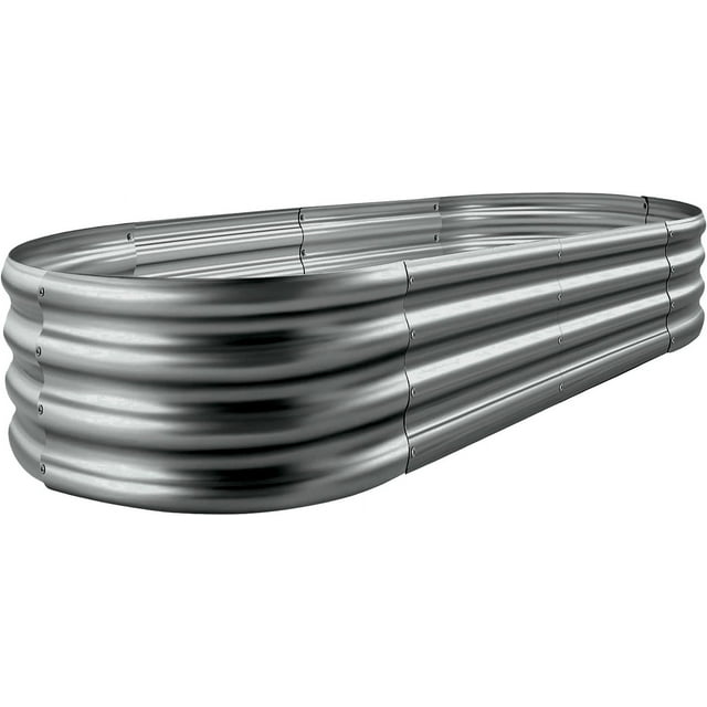 Land Guard 8x4x1ft Galvanized Metal Raised Garden Bed Kit, Oval Planter ...