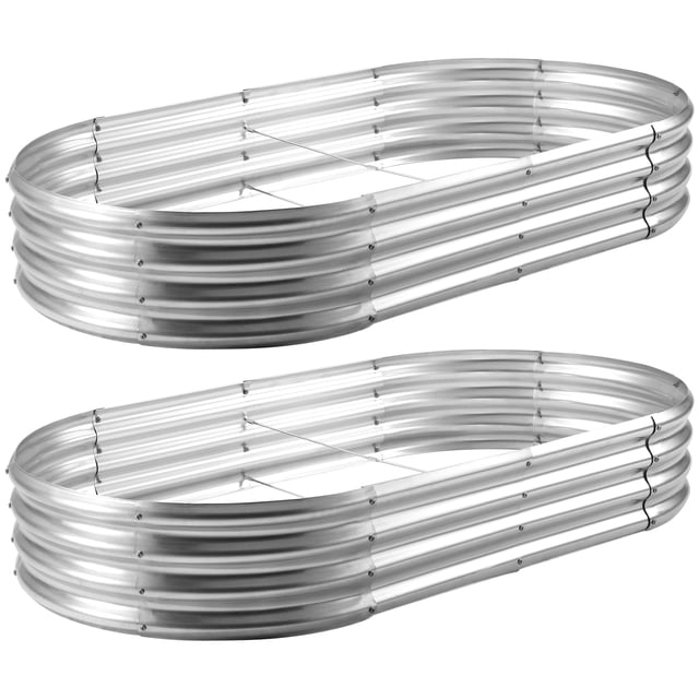 Land Guard 8x4x1ft Galvanized Metal Raised Garden Bed,Oval Planter Box ...