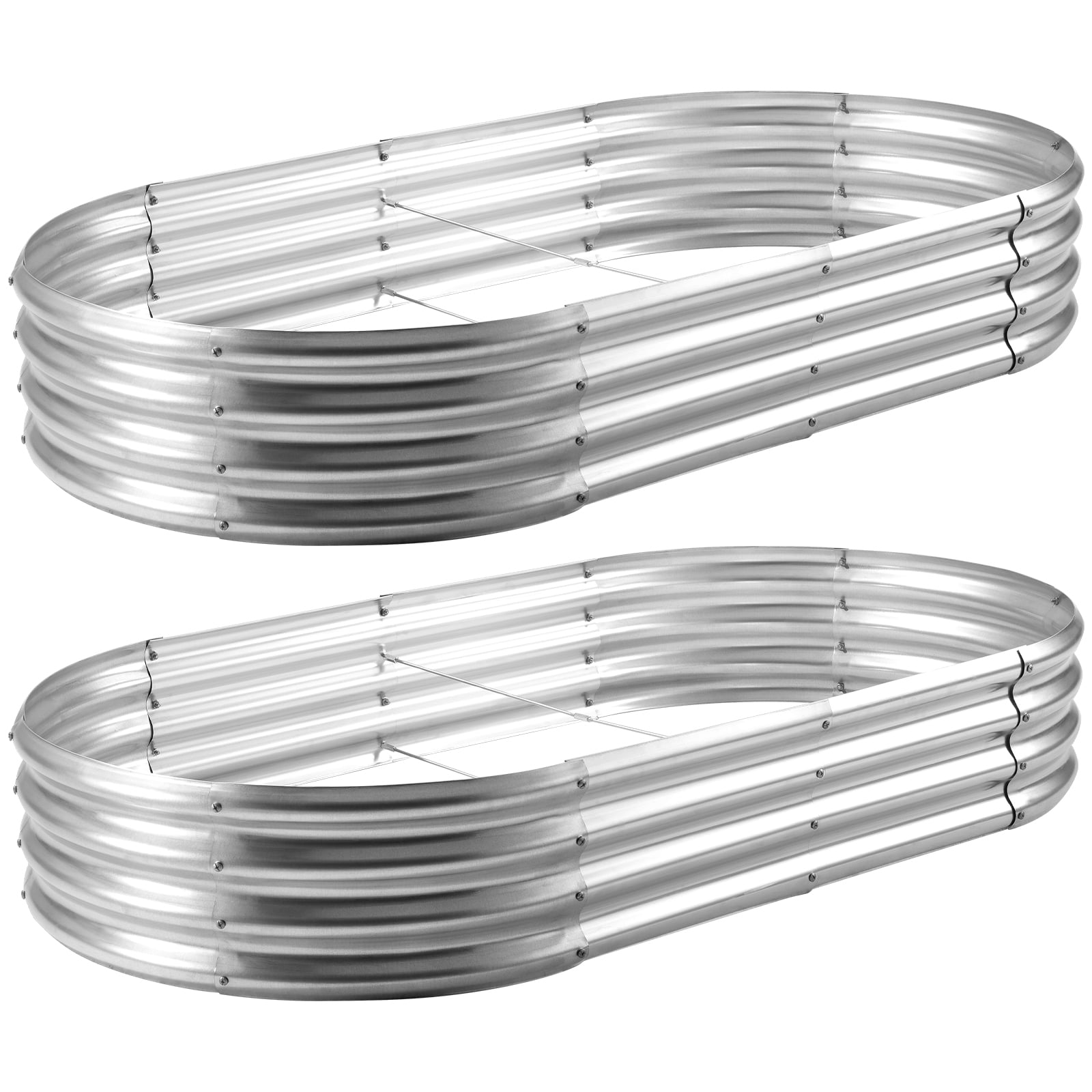 Land Guard 8x4x1ft Galvanized Metal Raised Garden Bed，Oval Planter Box ...