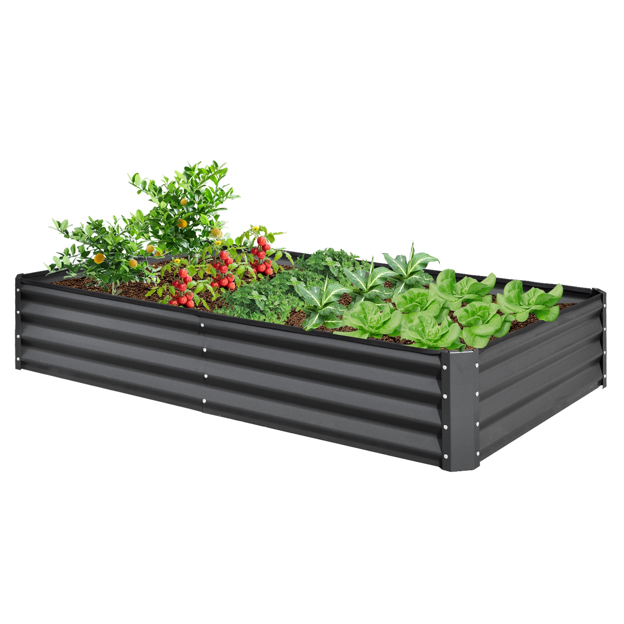Land Guard 8x4x1ft Galvanized Raised Garden Bed Kit, Outdoor Metal ...