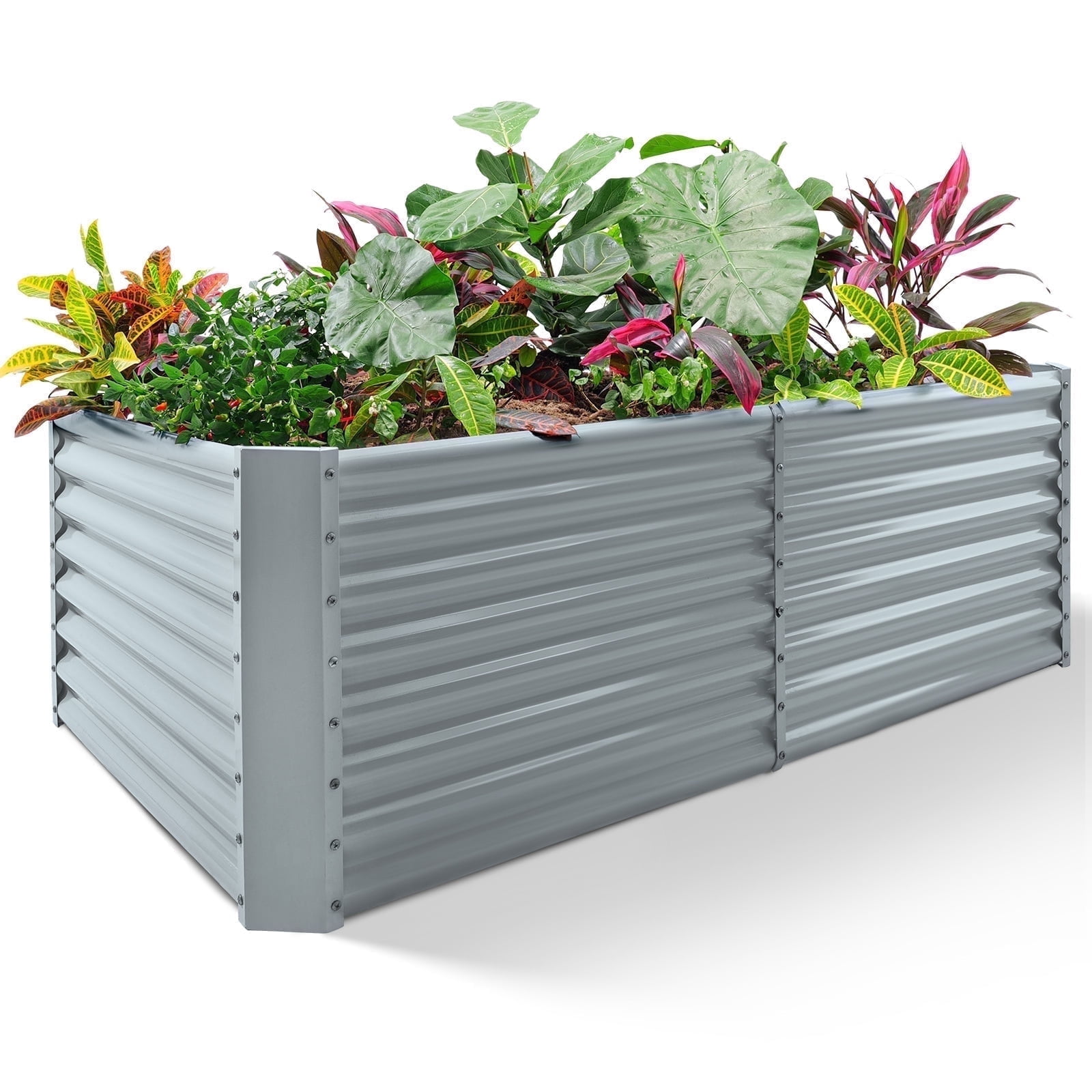 Land Guard 8x4x2ft Raised Rectangle Garden Beds Outdoor,Galvanized ...
