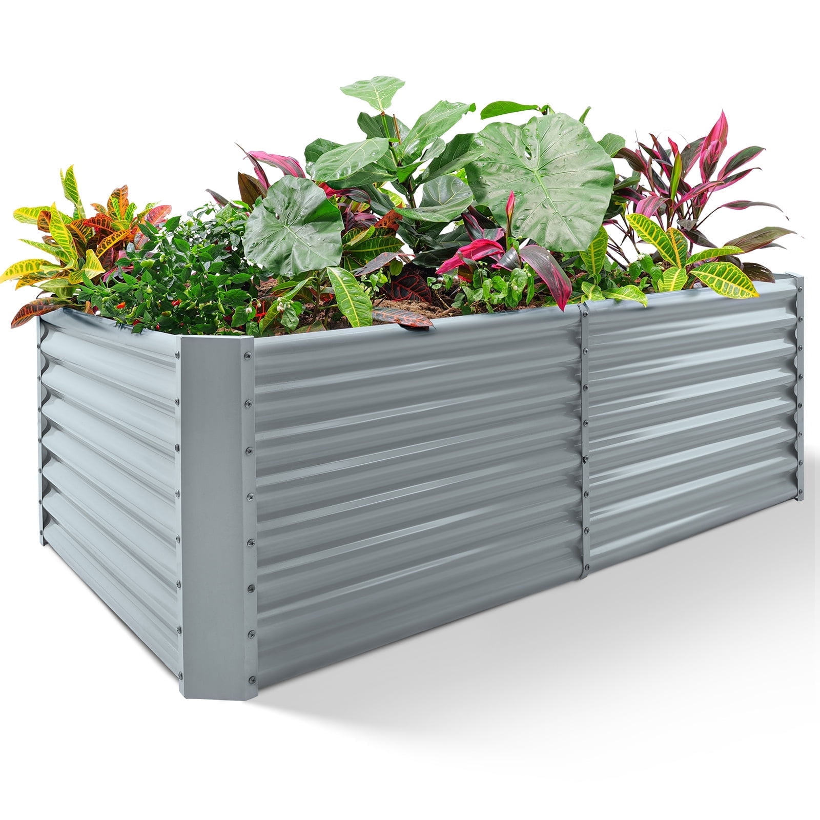 Land Guard 8x4x2ft Raised Rectangle Garden Beds Outdoor，Galvanized ...