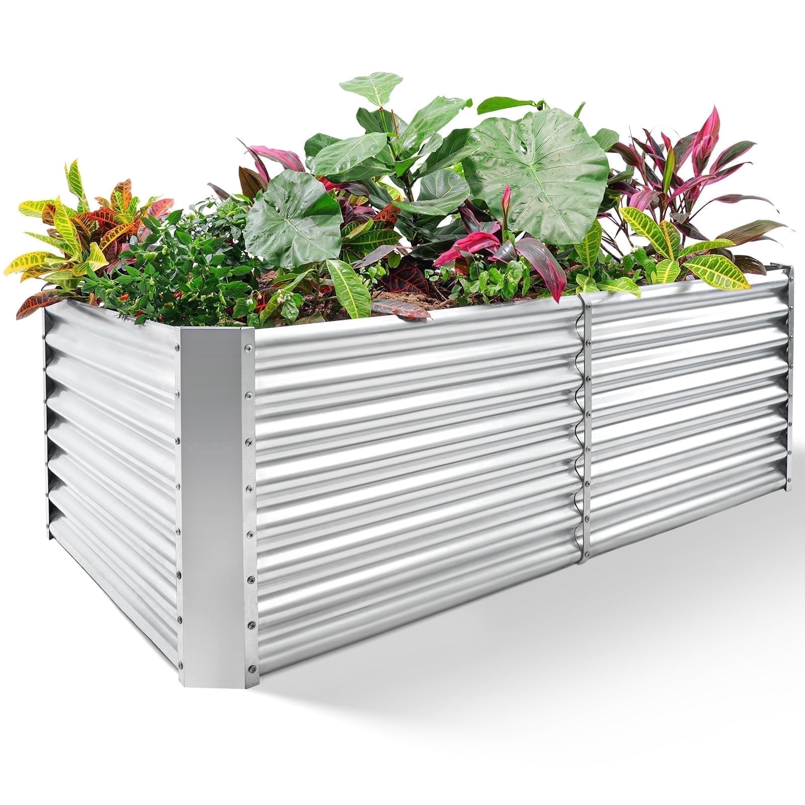 Land Guard 8x4x2ft Raised Rectangle Garden Beds Outdoor,Galvanized ...