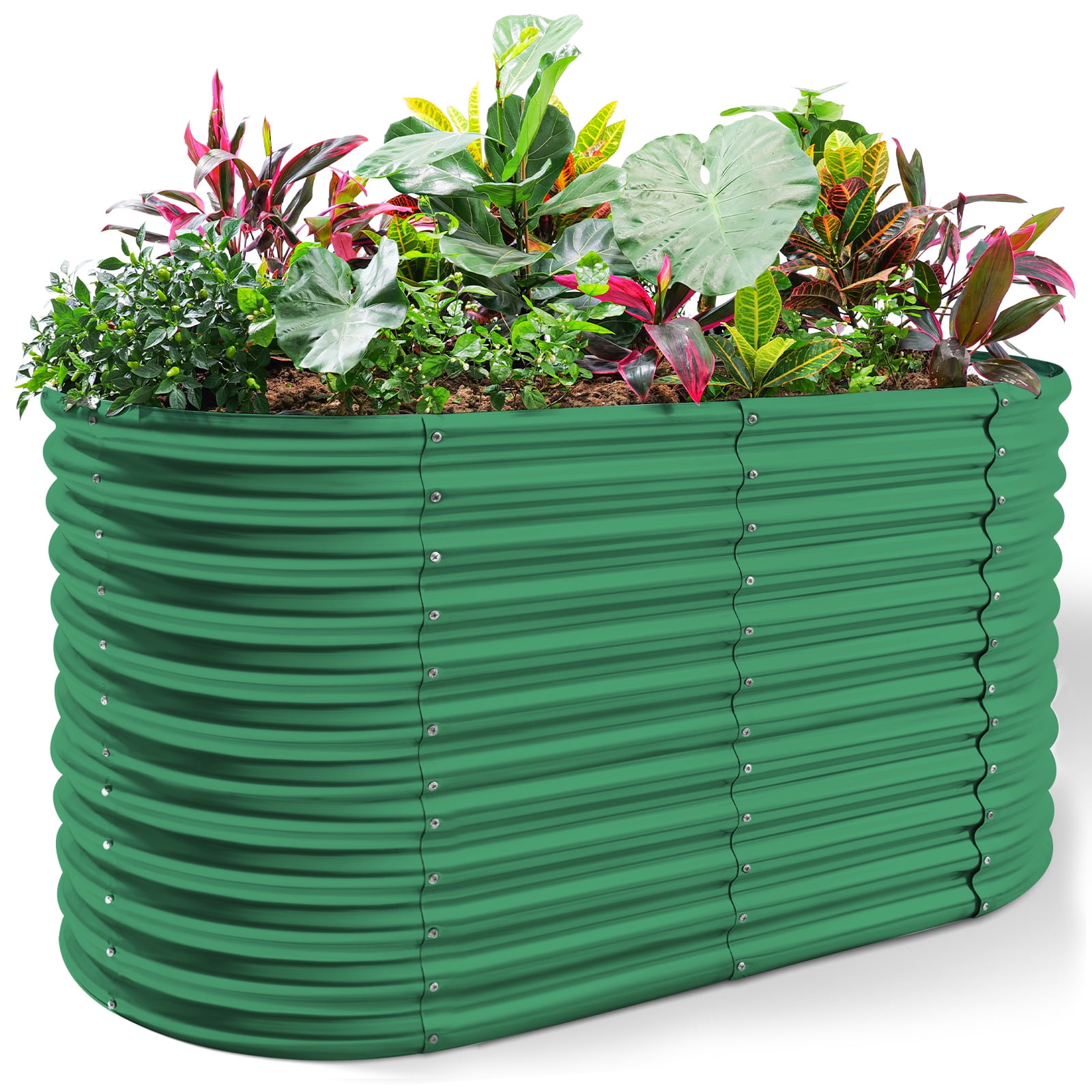 Land Guard 8x4x3ft Raised Oval Garden Beds Outdoor, Easy Assembly ...