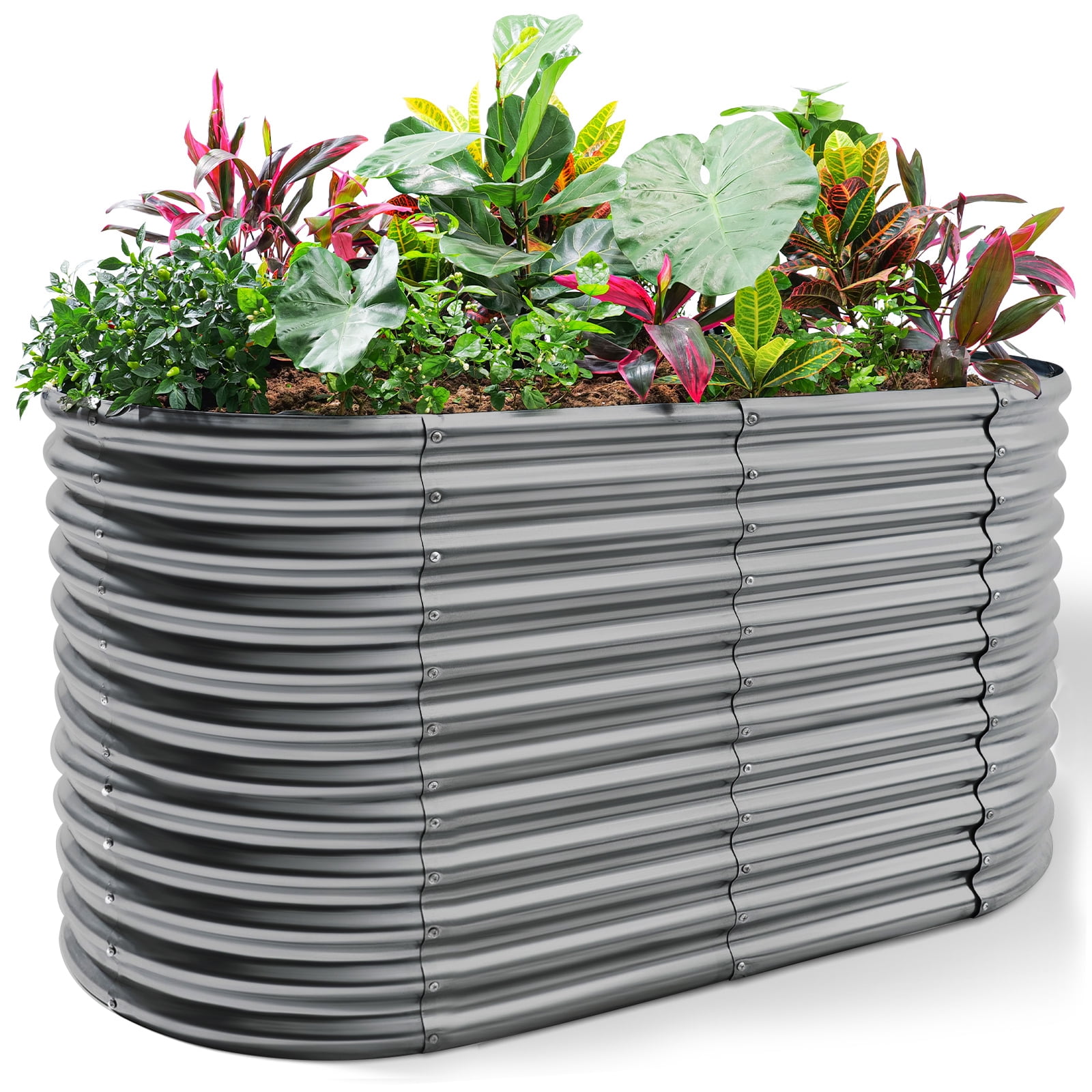 Land Guard 8x4x3ft Raised Oval Garden Beds Outdoor, Easy Assembly ...