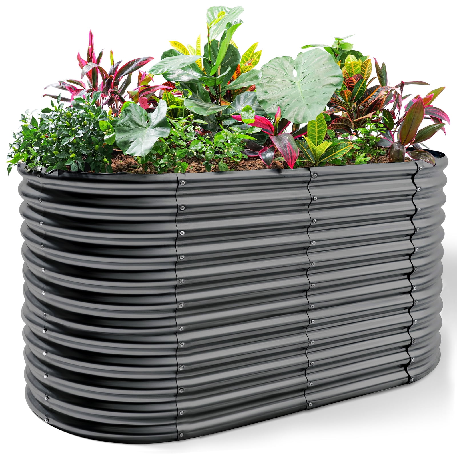 Land Guard 8x4x3ft Raised Oval Garden Beds Outdoor, Easy Assembly ...