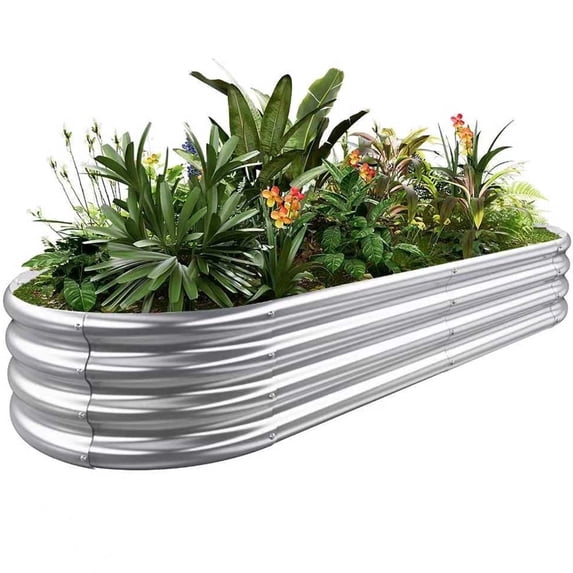 Land Guard Galvanized Raised Garden Bed, 6x3x1 ft, Large Outdoor ...