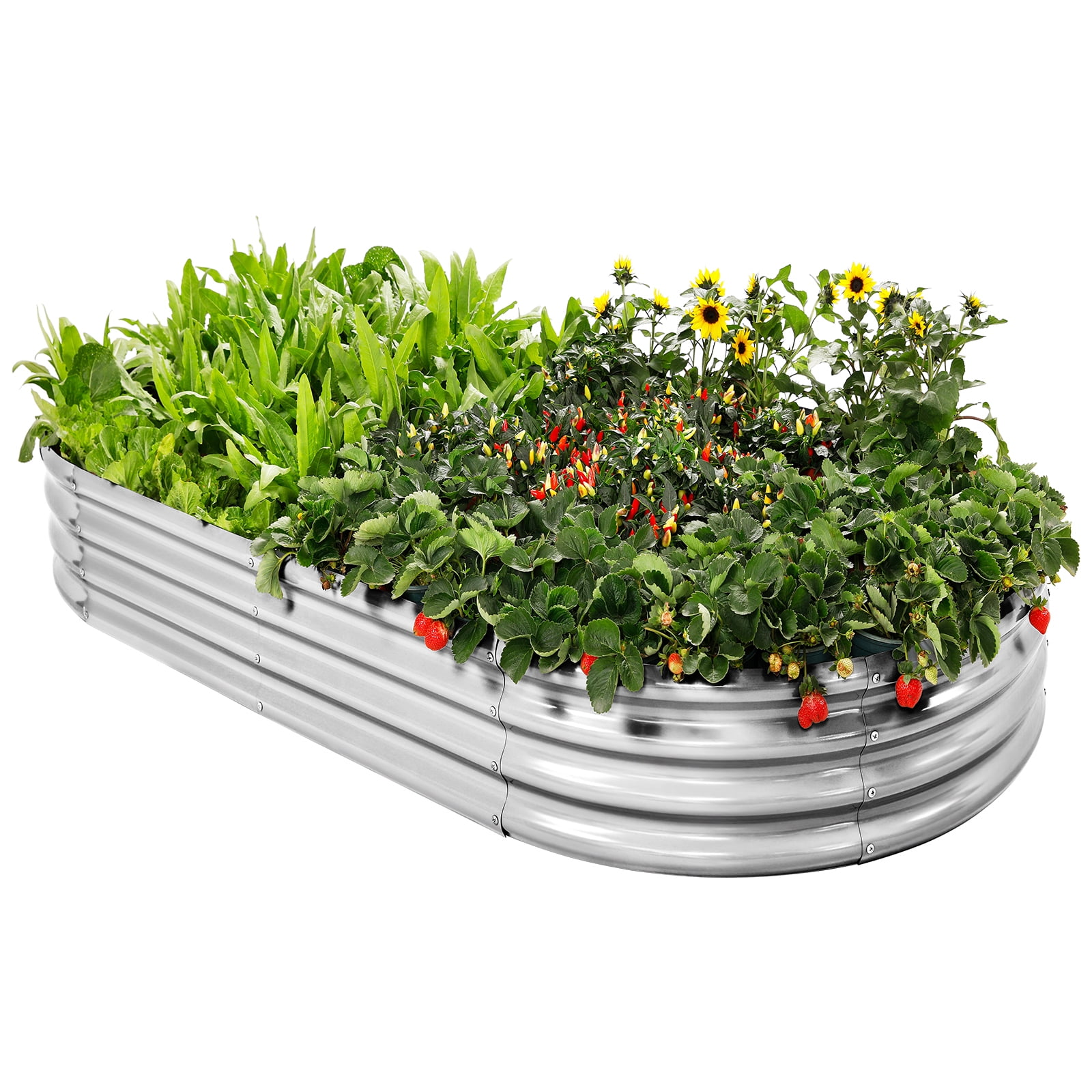 Land Guard Oval 6x3x1ft Galvanized Raised Garden Bed Kit ，Raised Garden ...