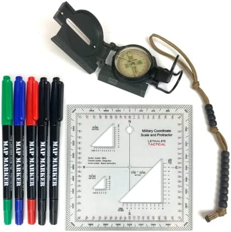Land Nav Kit with Lensatic Compass, Protractor, Pace Counter & Map ...